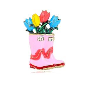 Jewelry | Cute Pink Boot Flower Brooch | Poshmark